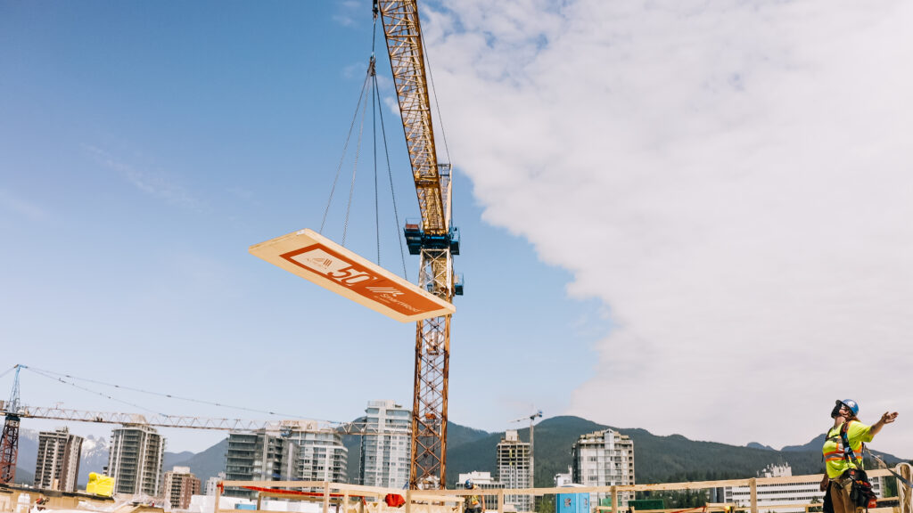Final CLT panel placed at Adera’s new North Vancouver project, Crest - Adera Development